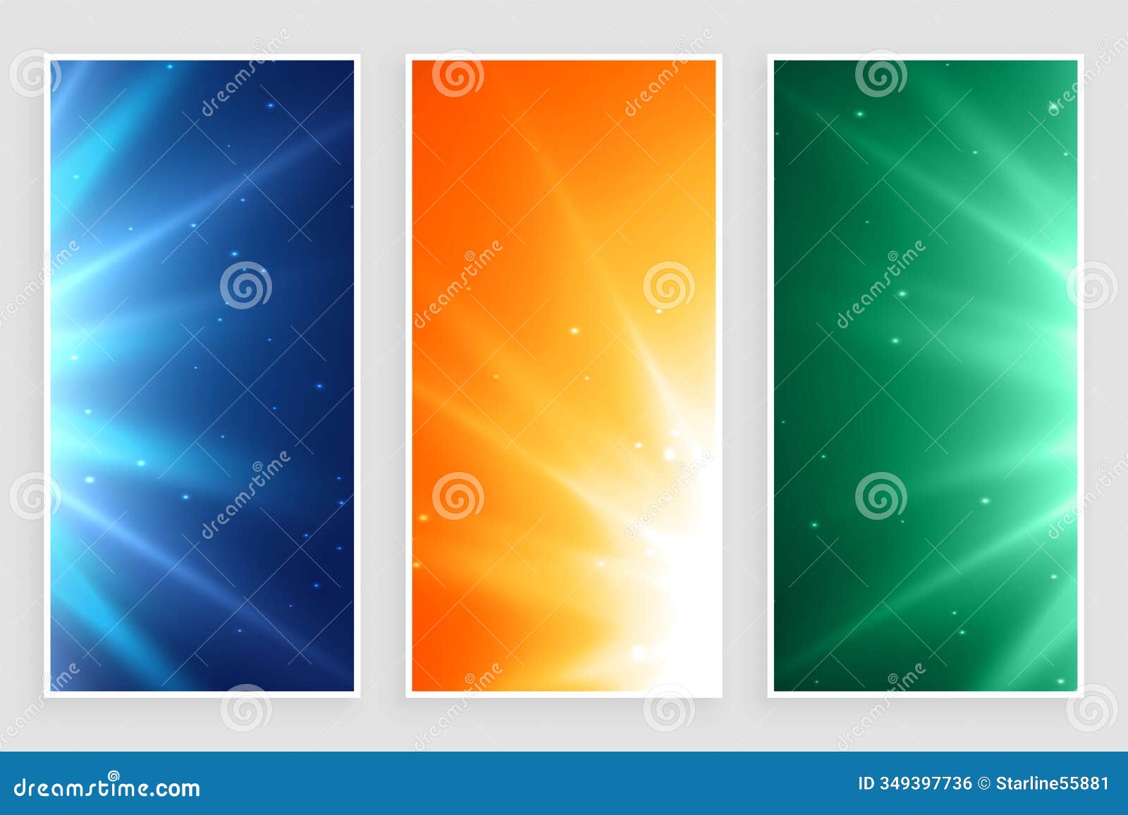 Glowing Empty Light Rays Burst Banners Set Stock Vector - Illustration ...