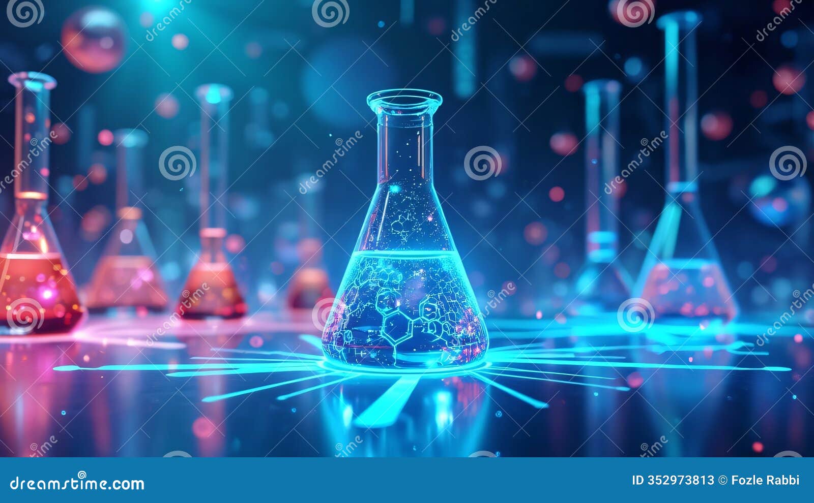 Glowing Erlenmeyer Flasks, Futuristic Science and Good Resolution Stock ...