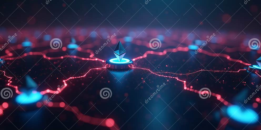 Glowing Ethereum Network with Interconnected Nodes Stock Photo - Image ...