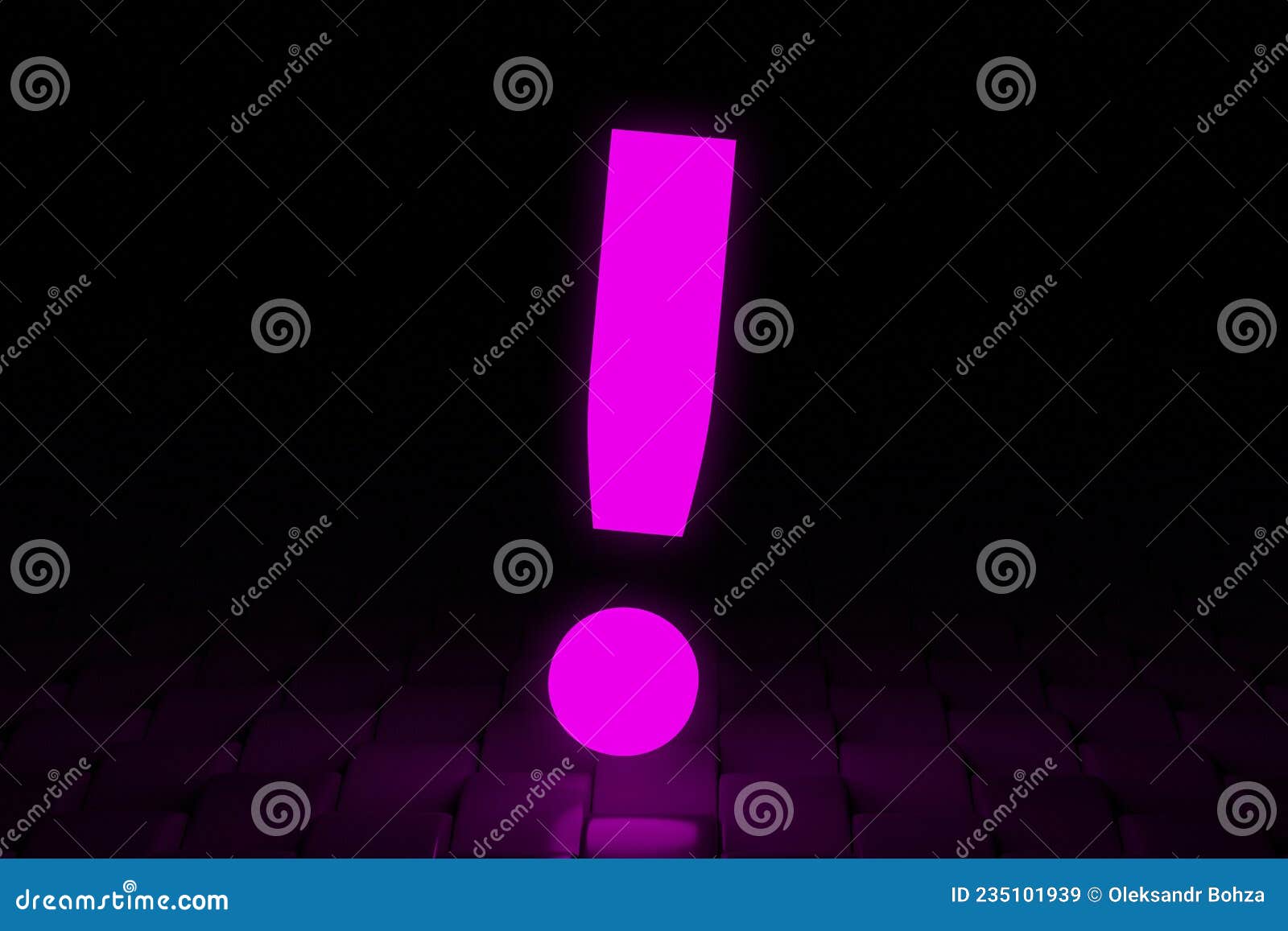 Glowing Exclamation Mark of Violet Color Stock Illustration ...