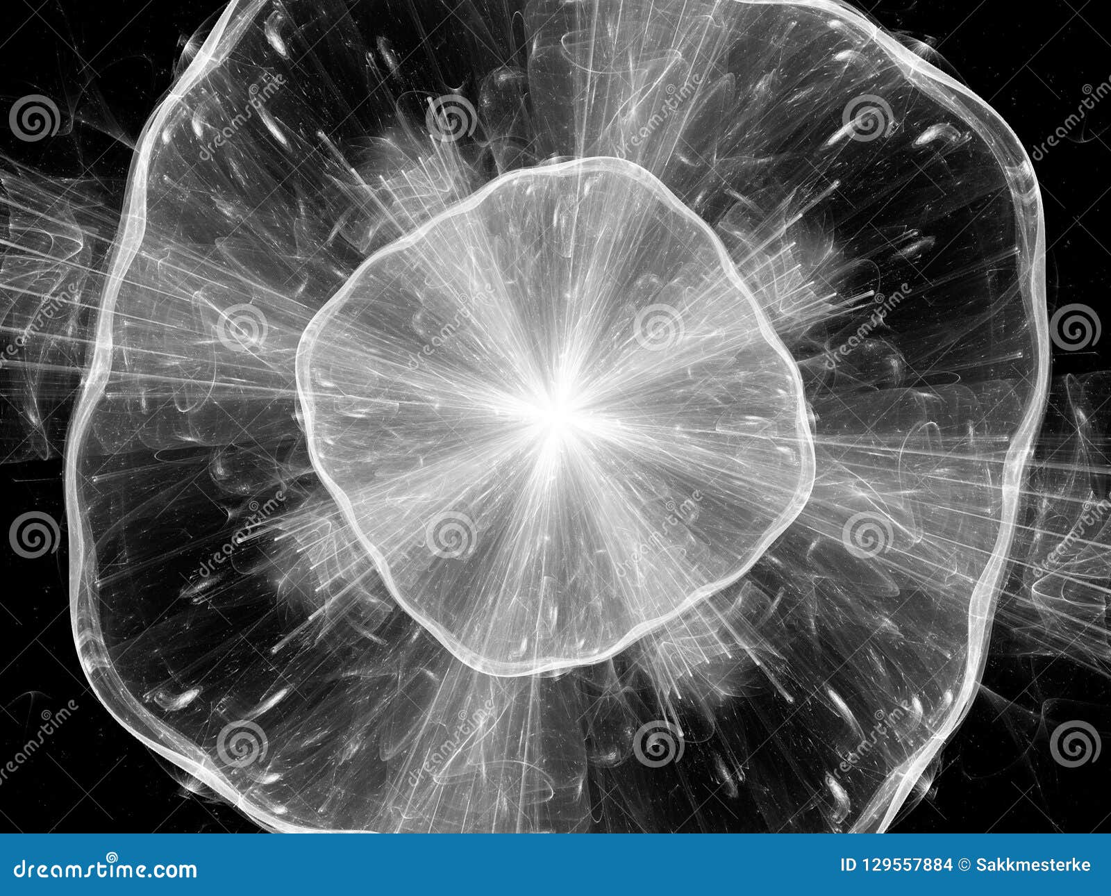 Glowing Explosion in Space Black and White Abstract Background Stock ...