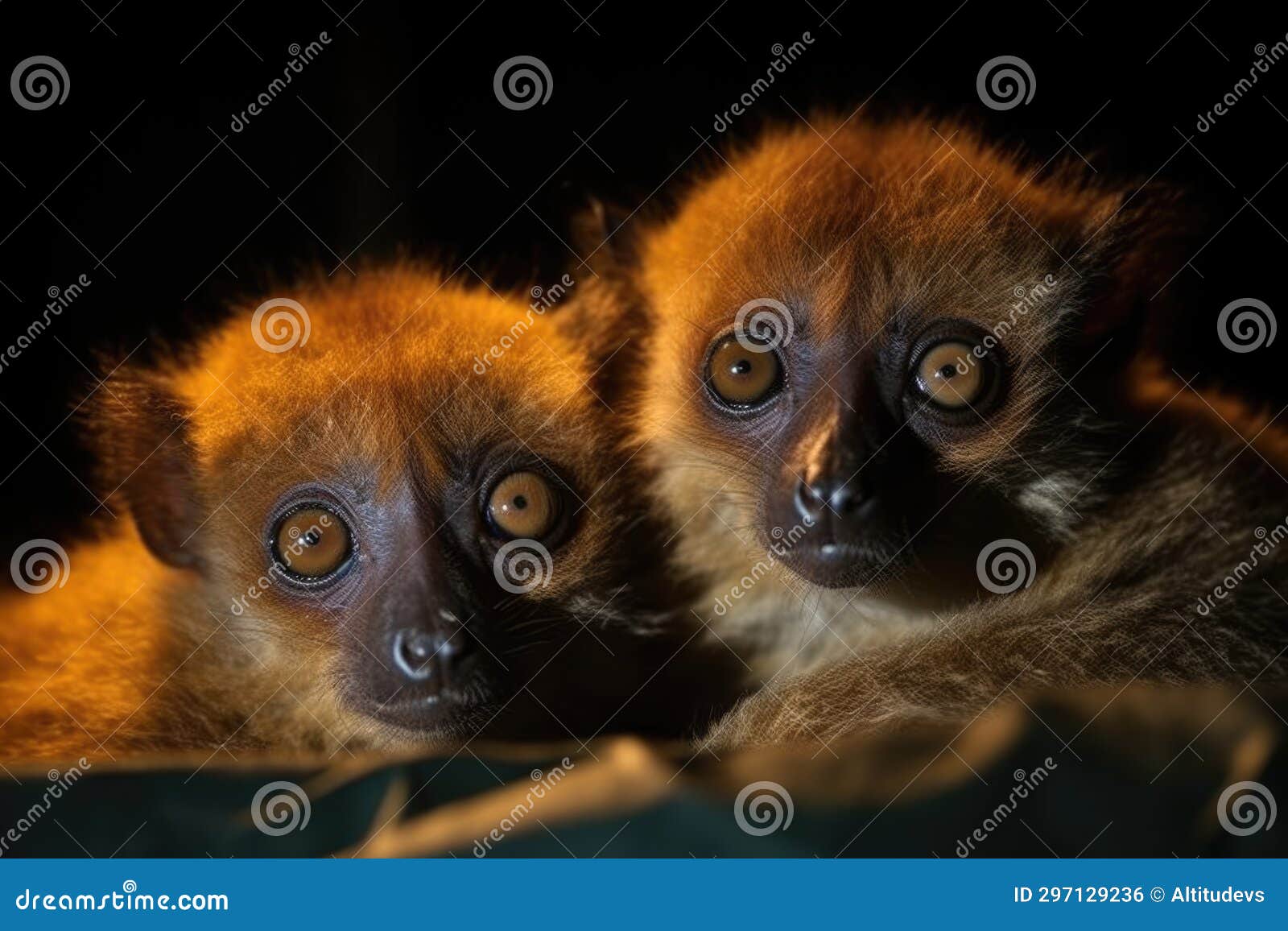 Glowing Eyes of Nocturnal Lemurs in Darkness Stock Photo - Image of ...