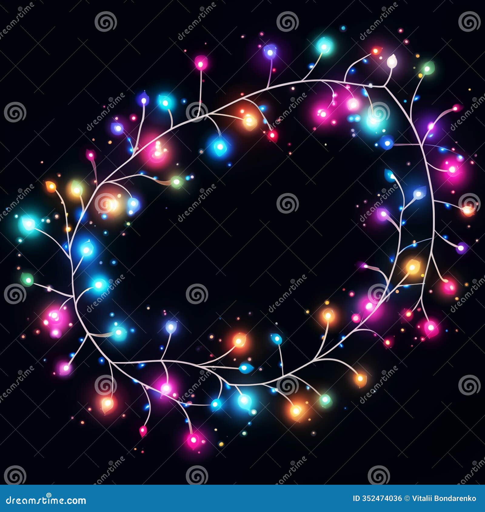 Glowing Festive Lights in Oval Shape. Stock Illustration - Illustration ...