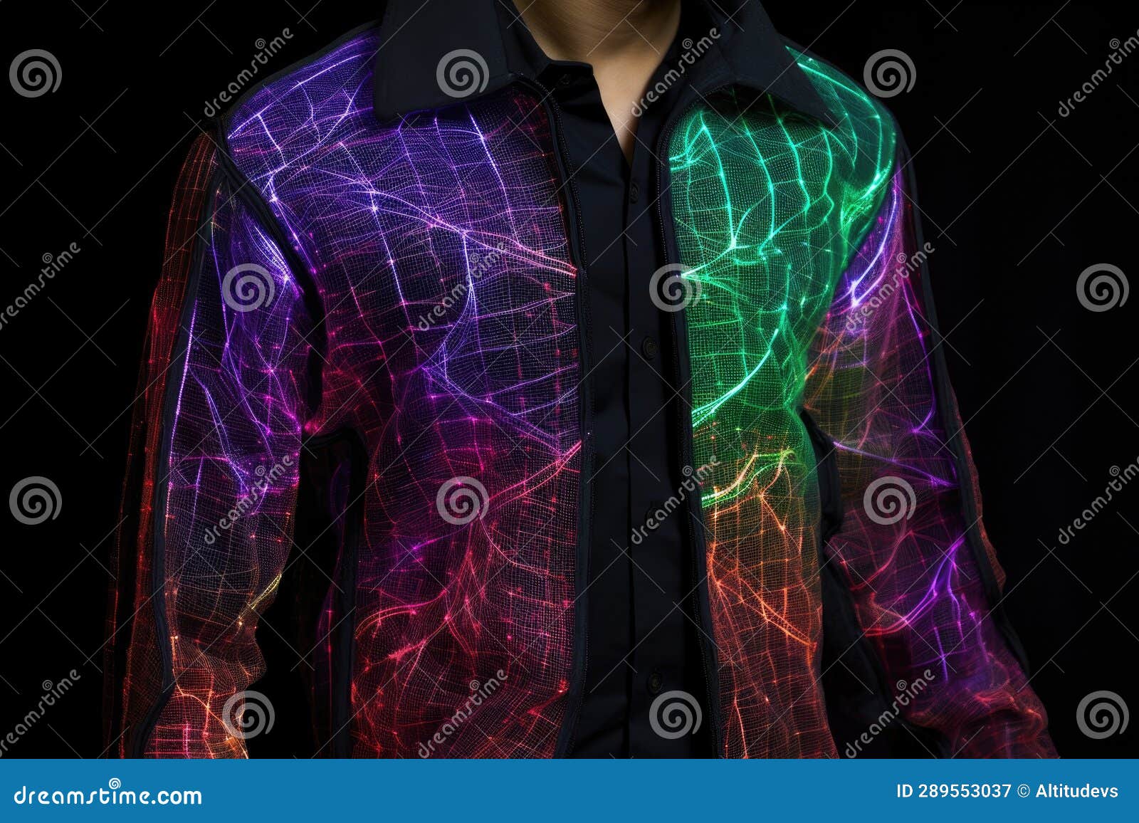 Glowing Fiber Optic Fabric Woven into a Jacket Stock Illustration ...