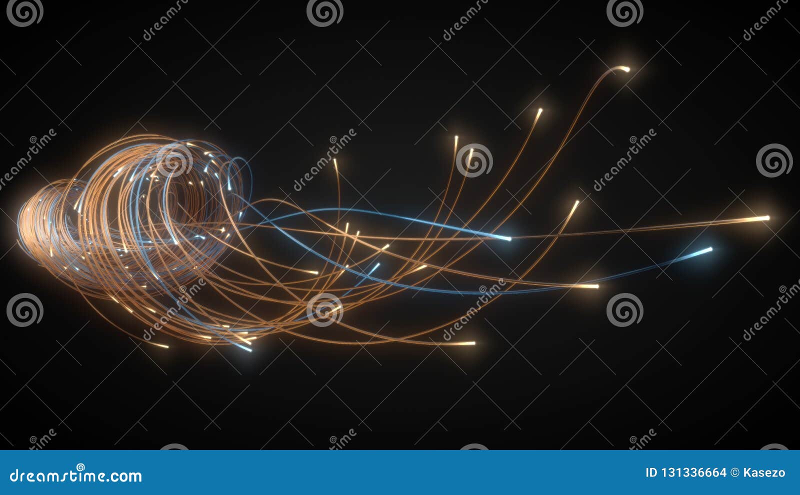 Glowing Fiber Optic Strings in Dark. 3d Illustration Stock Photo ...