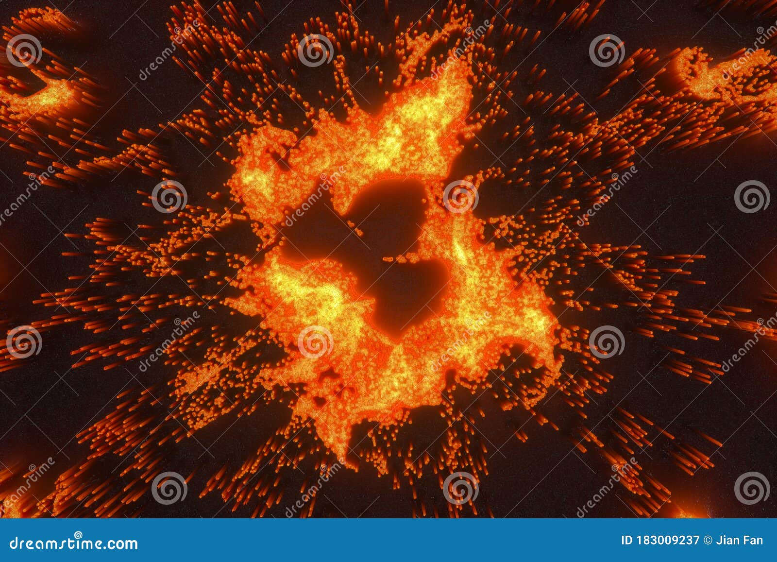 Firestorm Of Fiery Rocks Bursting From The Ground Stock Image ...