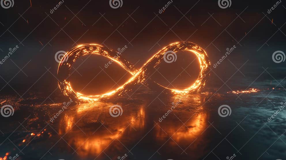 Glowing Fiery Infinity Symbol in Dynamic Environment Stock Photo ...