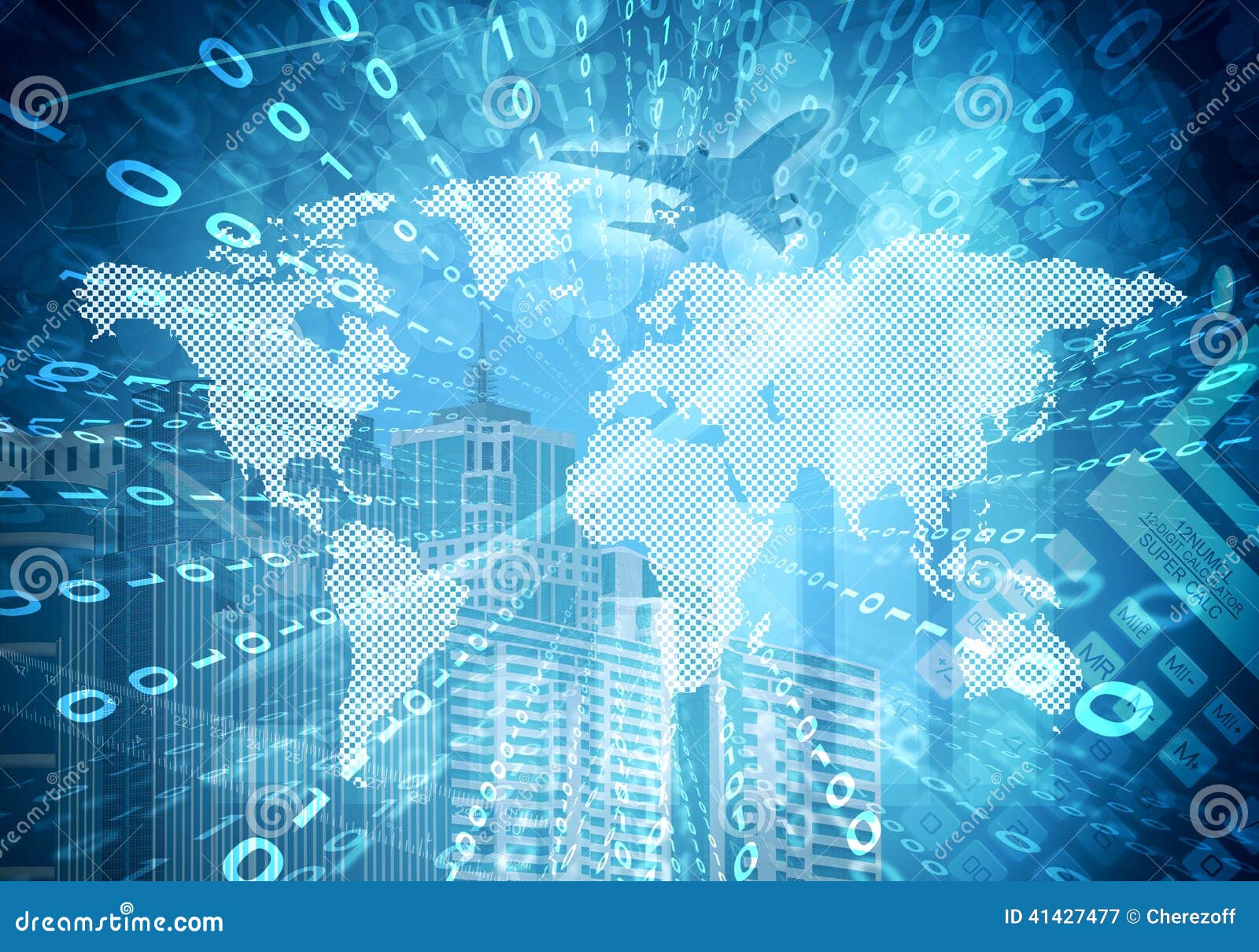 Glowing Figures and World Map. Hi-tech Background Stock Image - Image ...