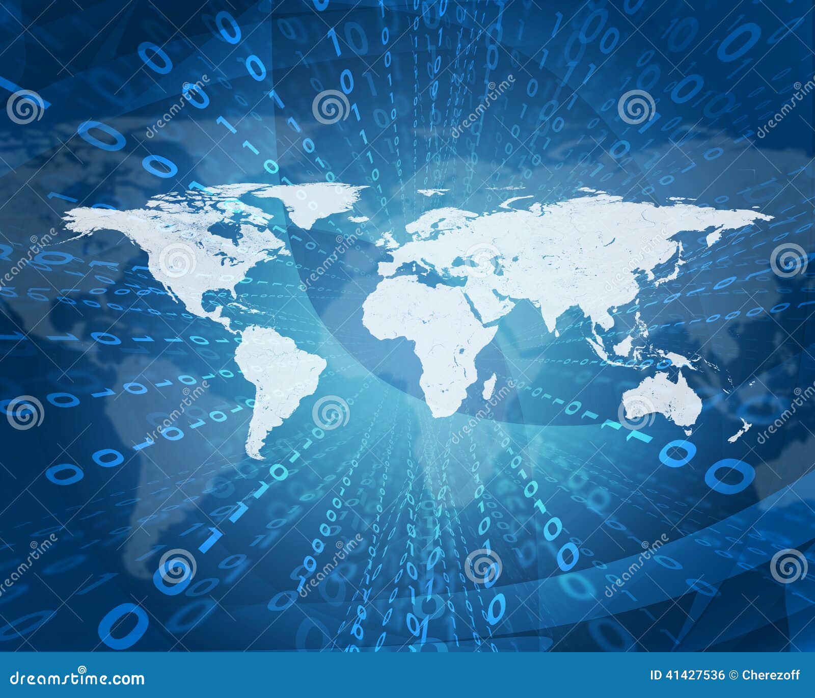 Glowing Figures and World Map. Hi-tech Background Stock Photo - Image ...