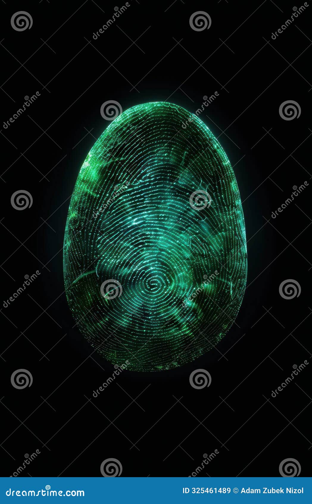 Glowing Fingerprint Hologram And Icons On Background. ID And Biometrics ...