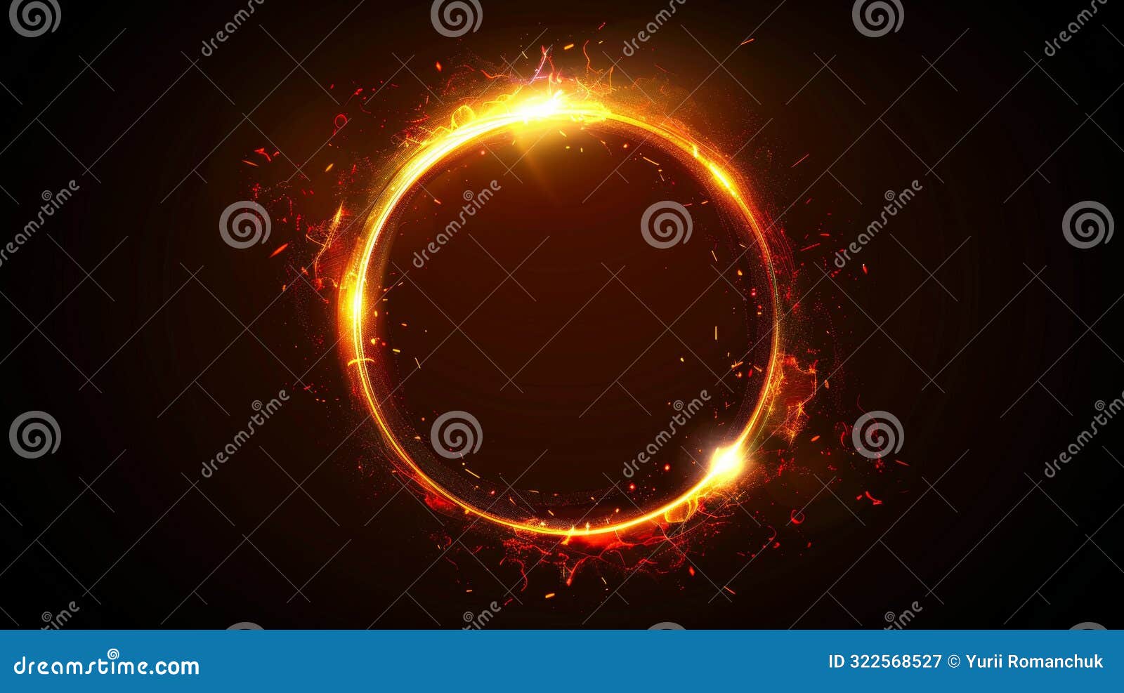 Glowing Fire Circle Ring on Black Background Vector Illustration with ...