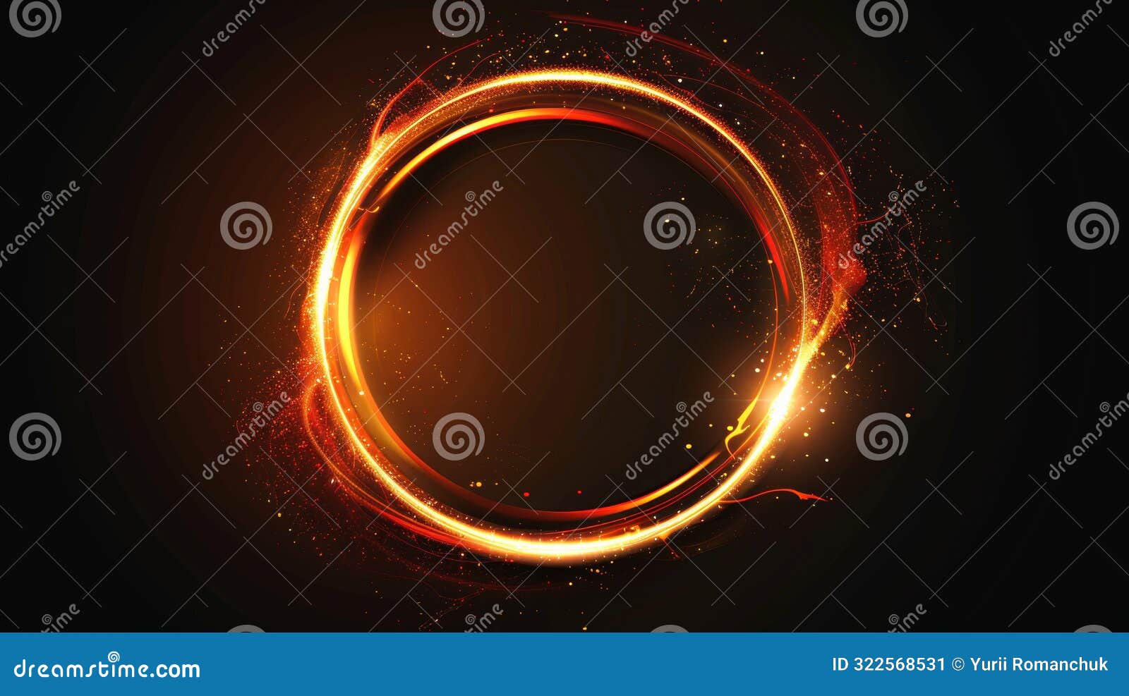 Glowing Fire Circle Ring on Black Background Vector Illustration with ...