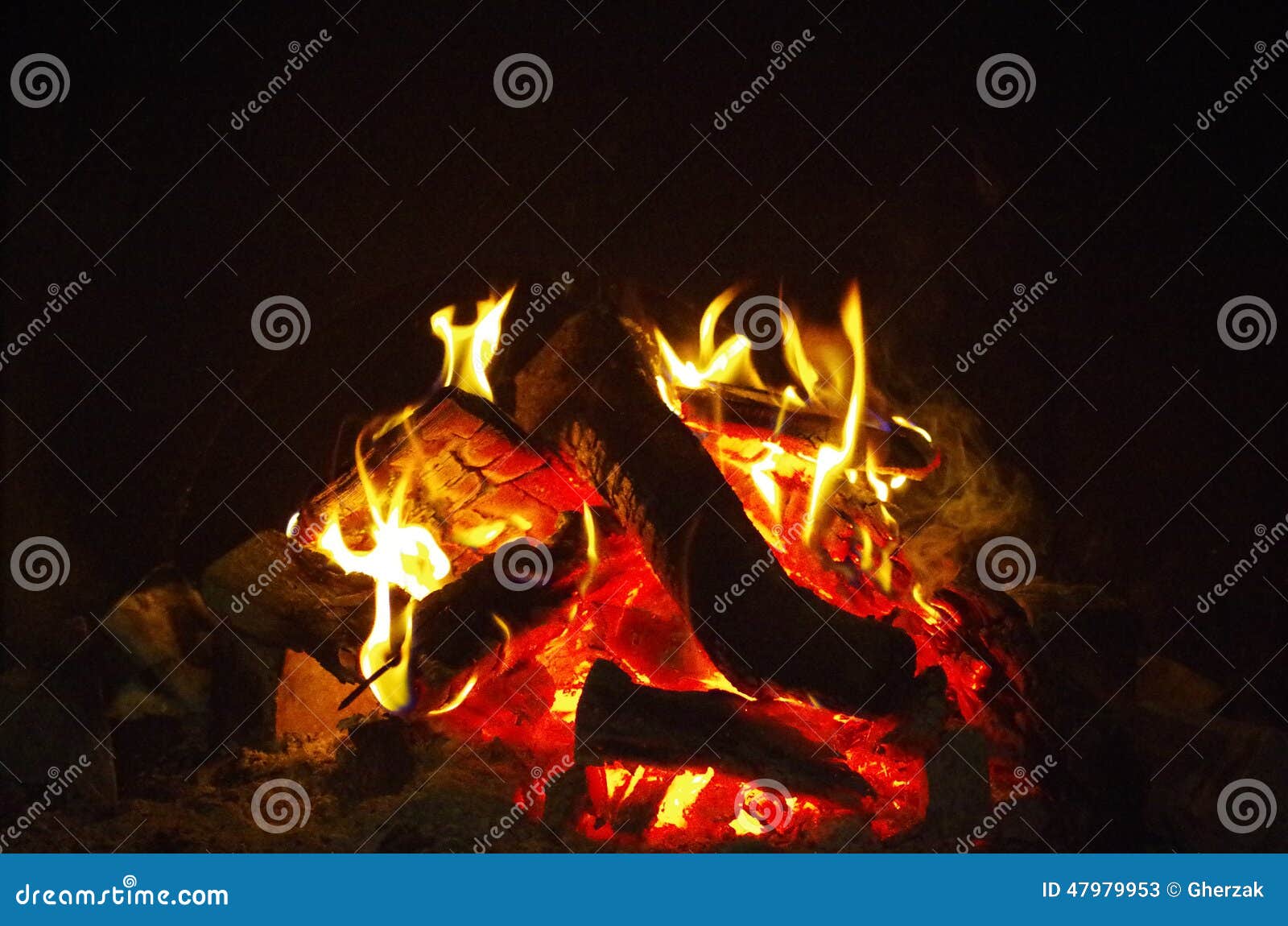 Glowing Fire Embers at Night Stock Image - Image of colorful, energy ...