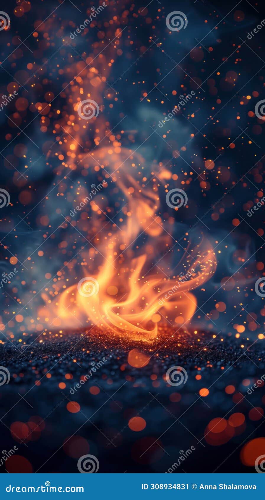 Glowing Fire Embers and Sparks Rising in the Night. Stock Image - Image ...