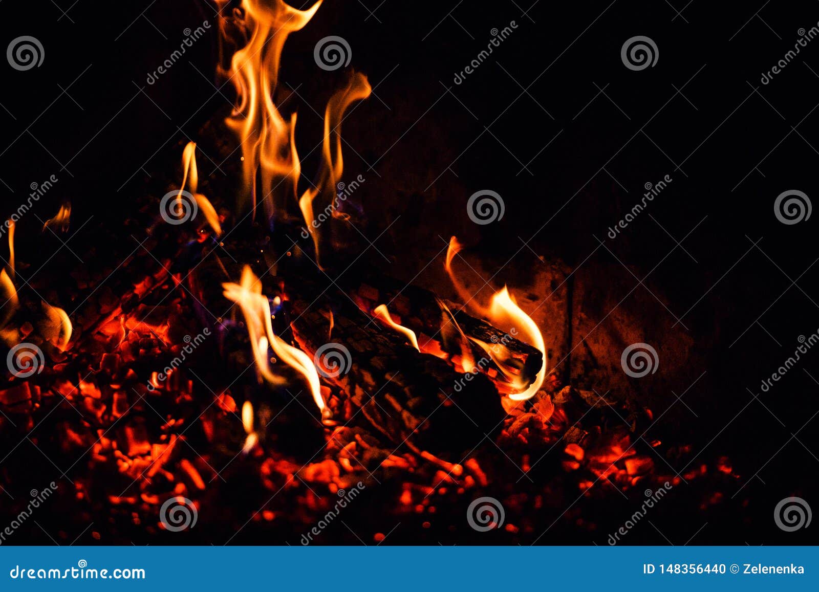 A Glowing Fire in Fireplace Stock Photo - Image of interior, december ...