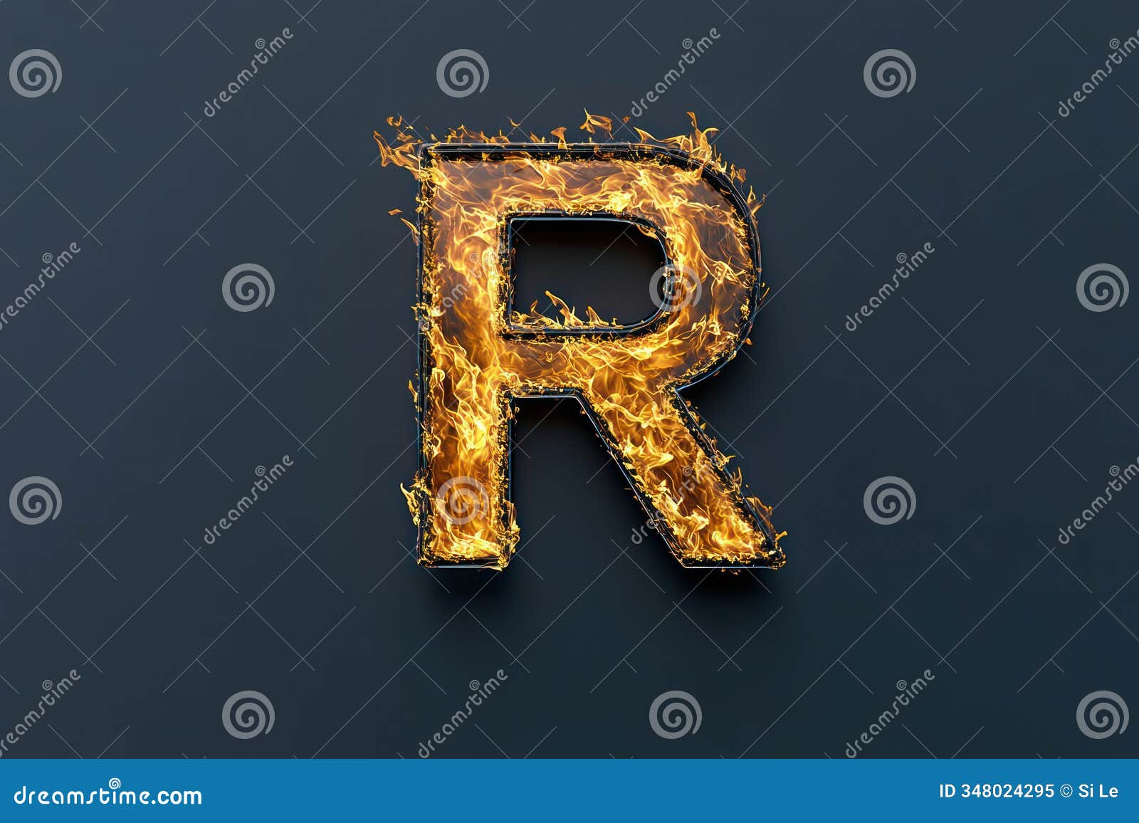 Glowing Fire Letter R Burning in Flames Stock Illustration ...