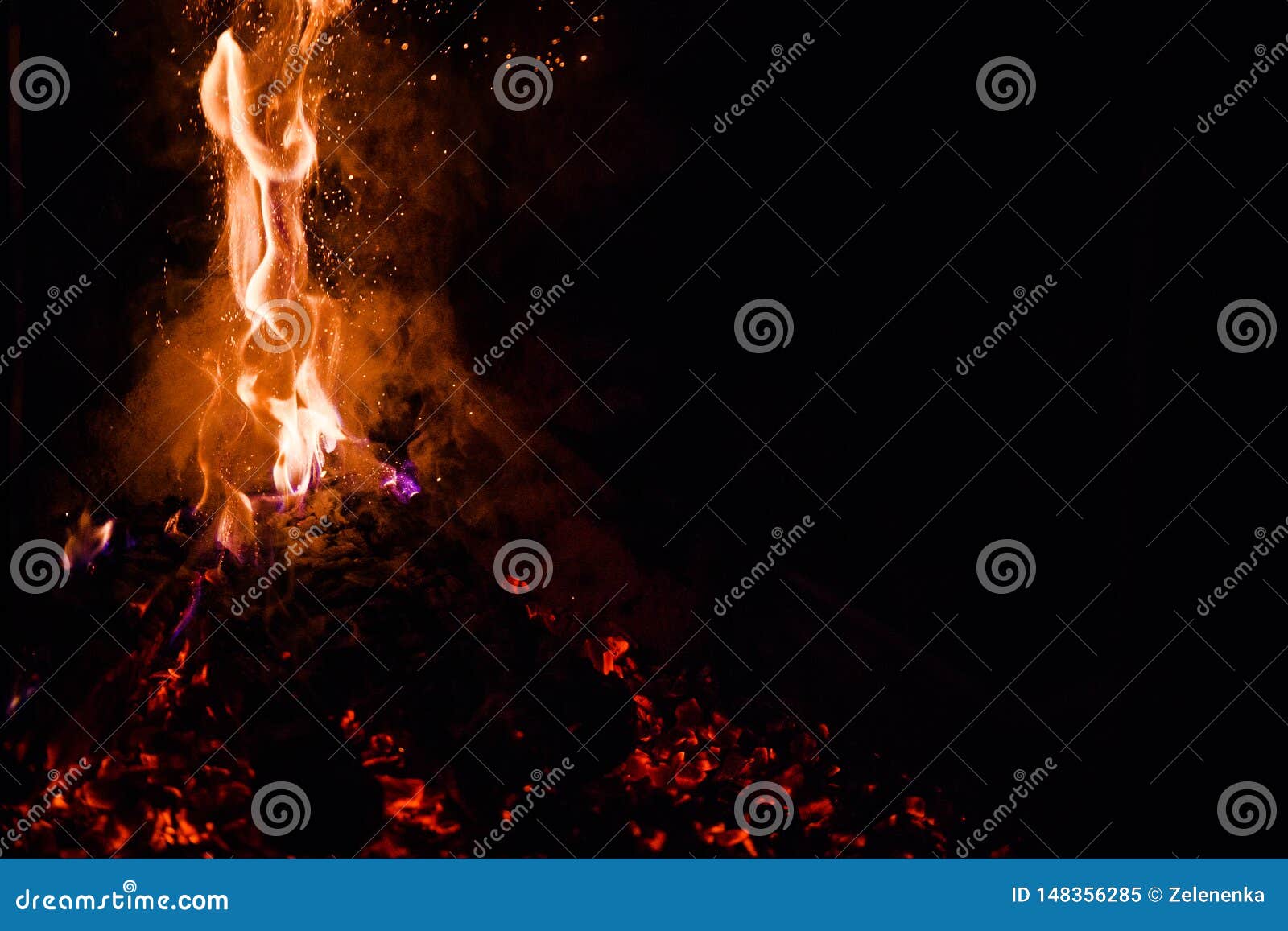 A Glowing Fire in the Stone Fireplace Stock Image - Image of burning ...