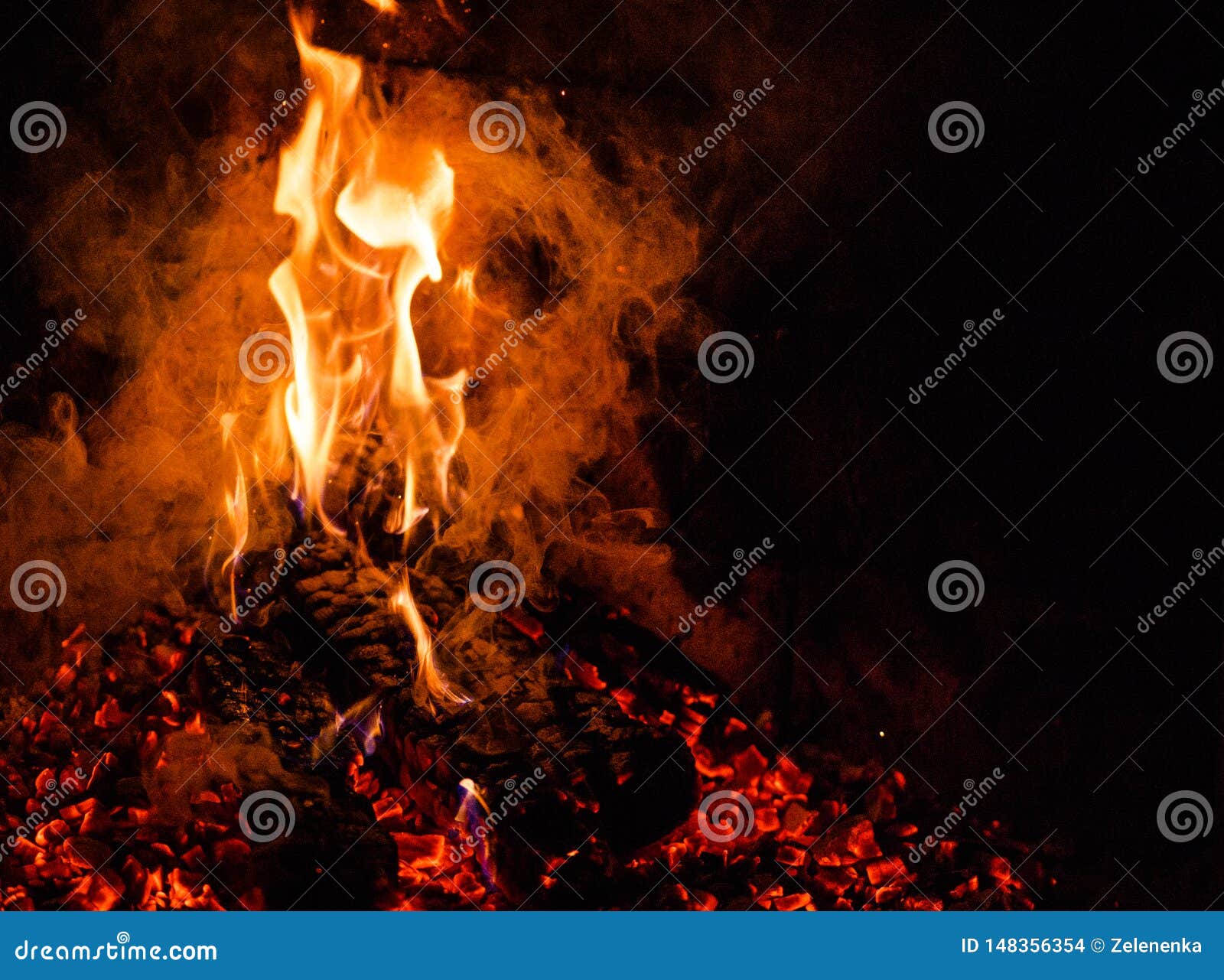 A Glowing Fire in the Stone Fireplace Stock Photo - Image of bright ...