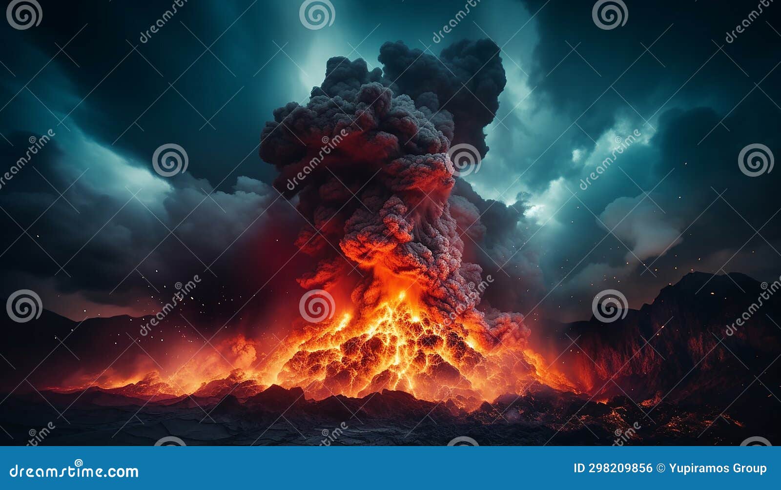 Glowing Fireball Explodes in Dark Sky, Creating Abstract Destruction ...