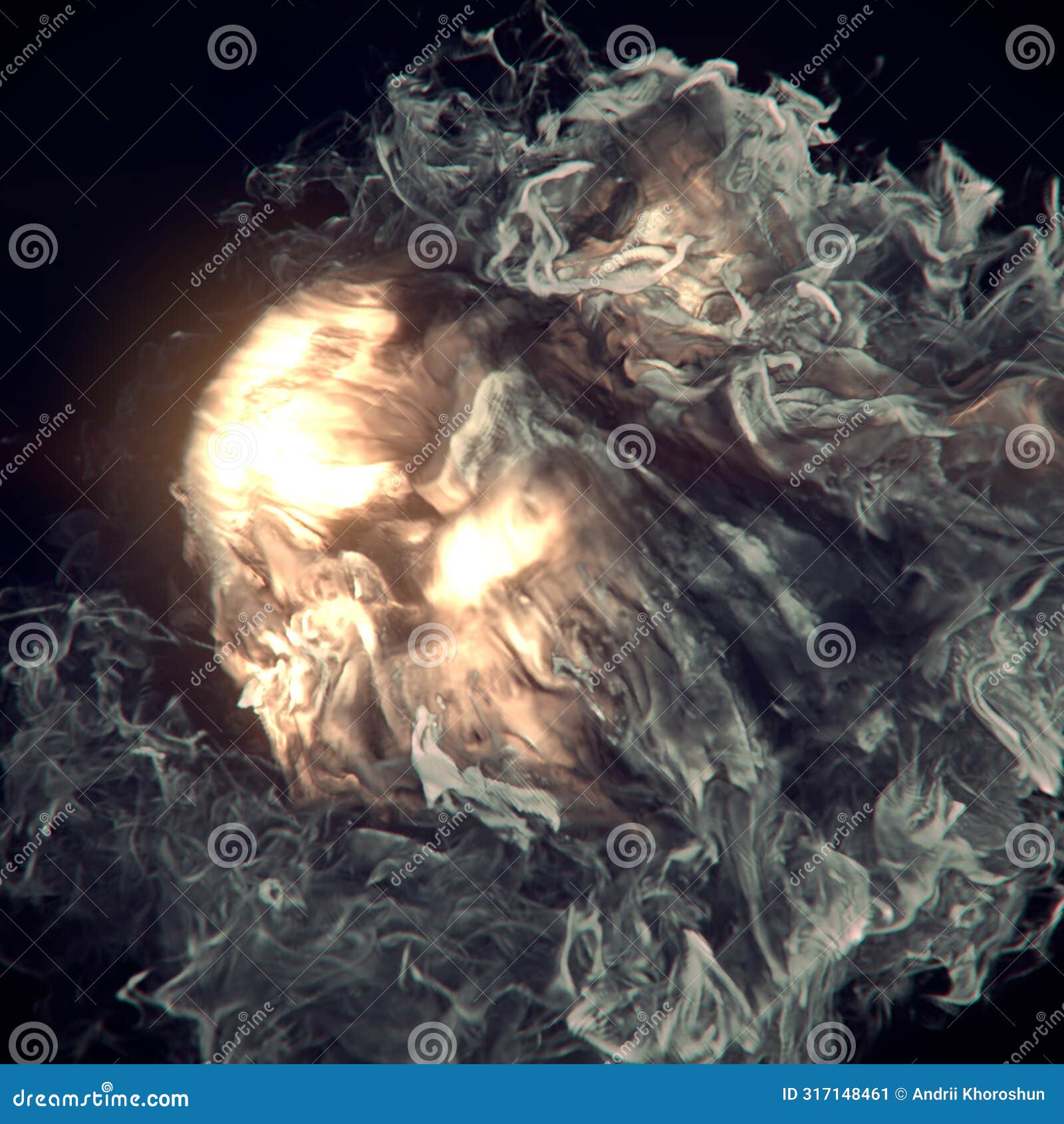 A Glowing Fireball with Swirls of Smoke and Flame Around it. 3d ...