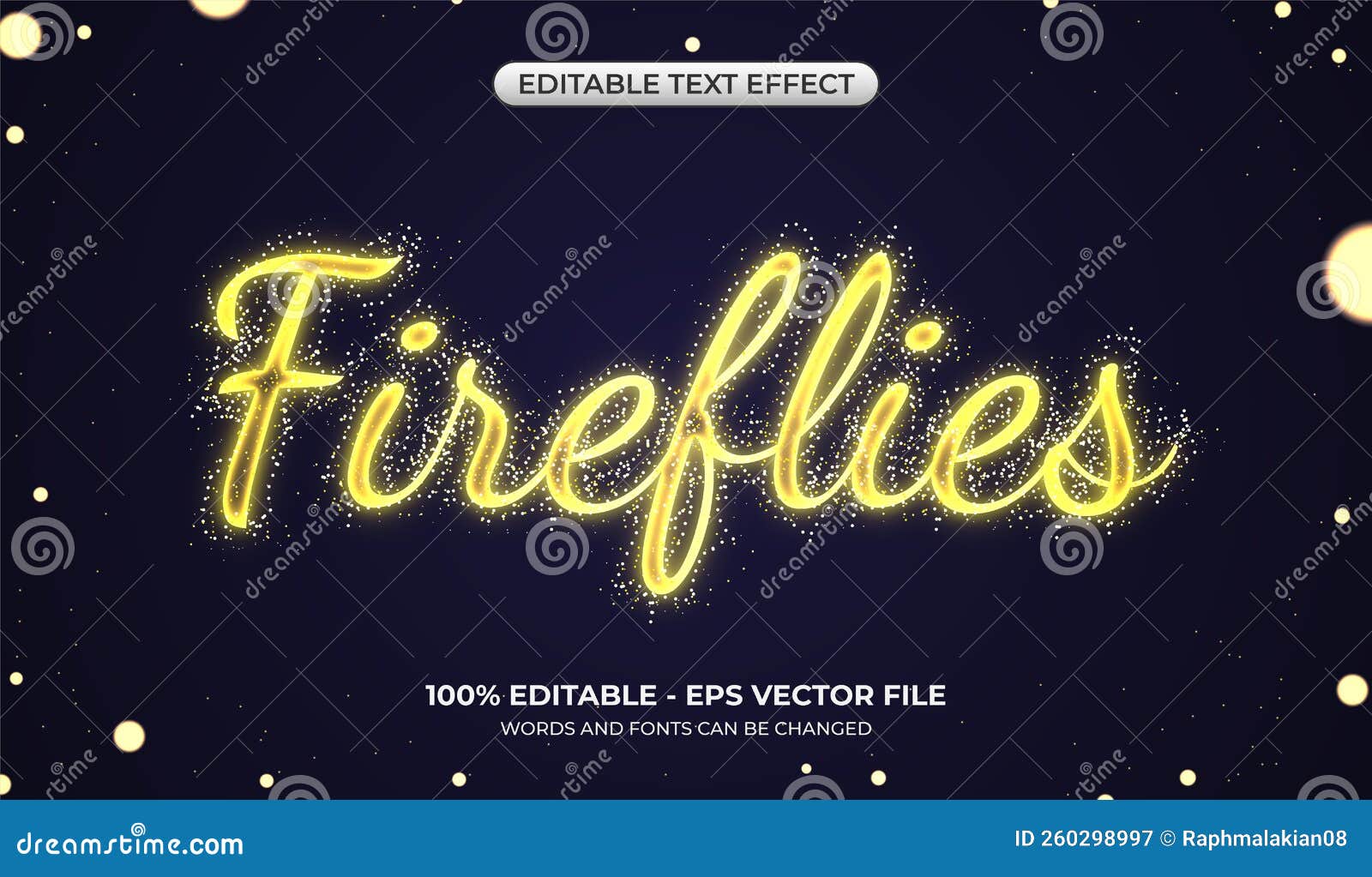 Glowing Fireflies Text Effect. Editable Lightning Bug Text Effect Stock ...