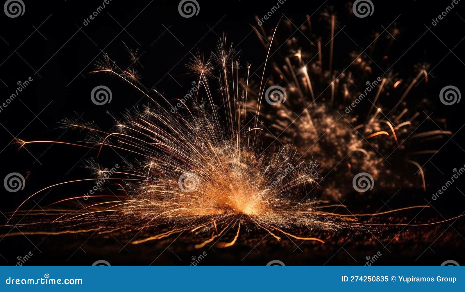 Glowing Firework Display Illuminates Dark Summer Night Generated by AI ...