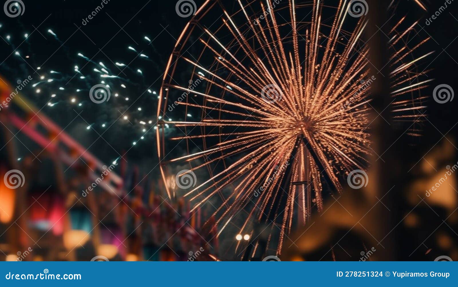 Glowing Fireworks Ignite Vibrant Celebration at Night Generated by AI ...