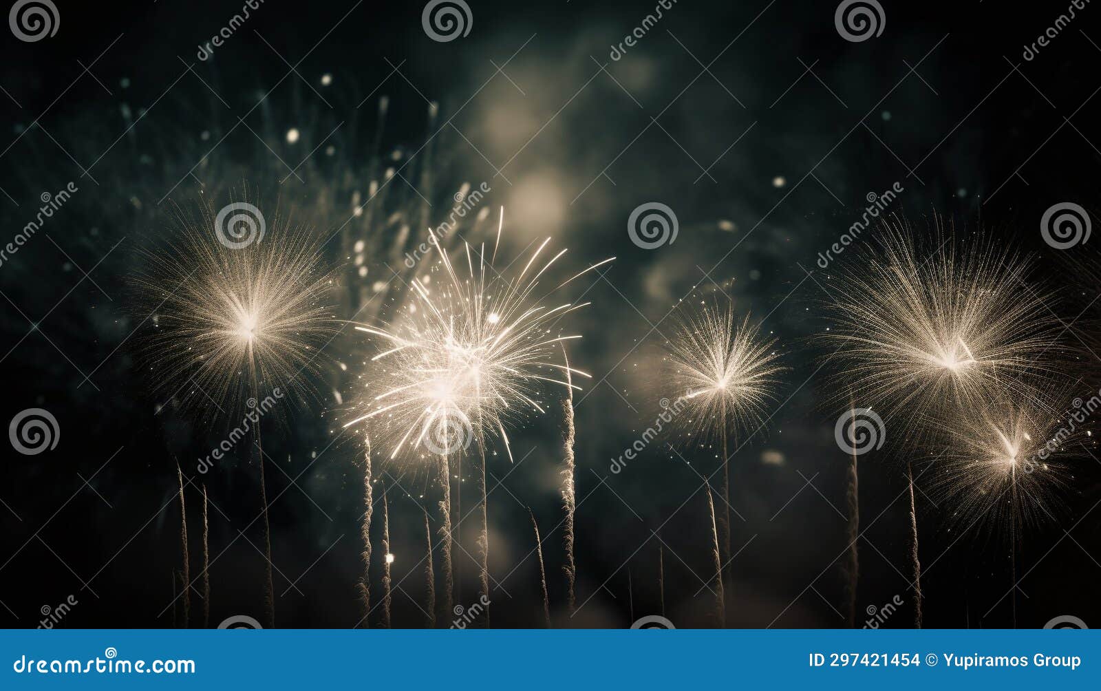 Glowing Fireworks Illuminate the Dark Night, Exploding with Vibrant ...
