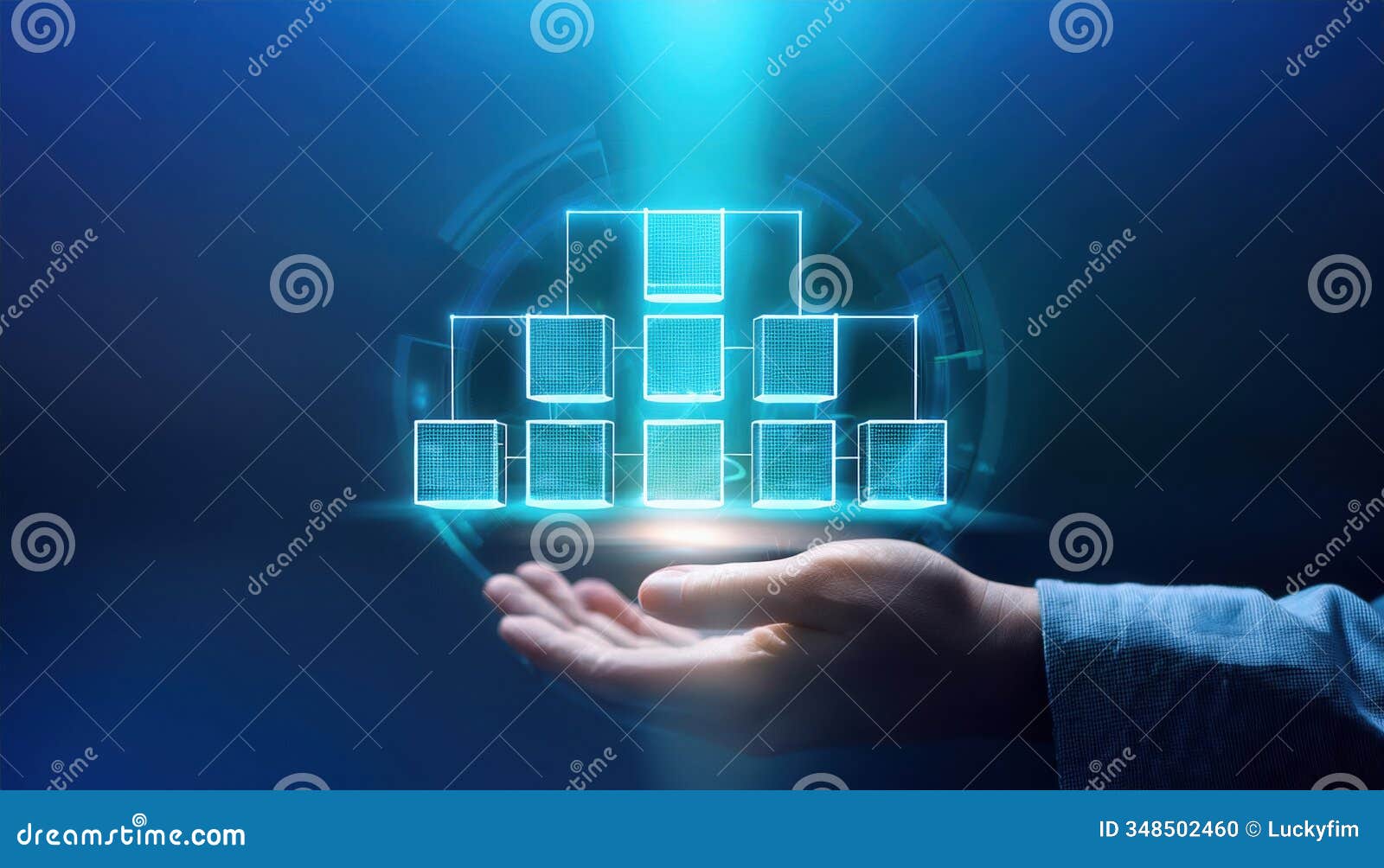 Glowing Flowchart Forming in Mid Air with Drag and Drop Components ...