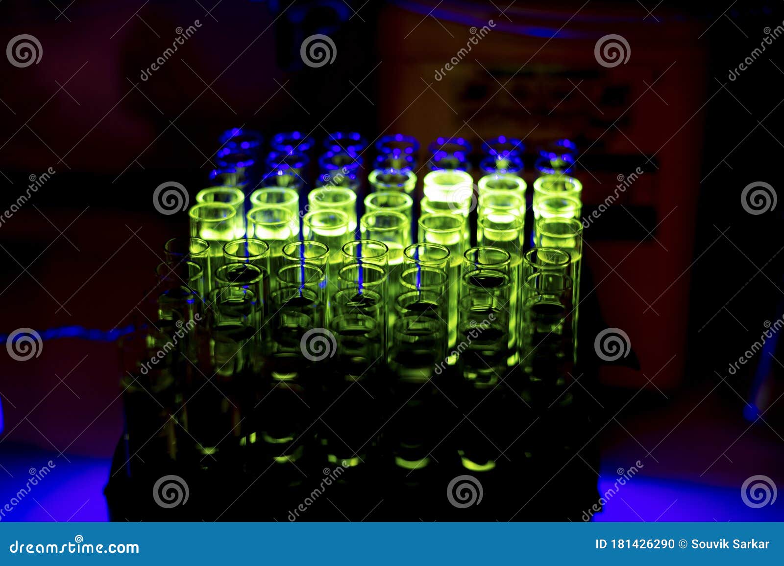 Glowing Fluorescent Compound Collected from Column Chromatography in a ...