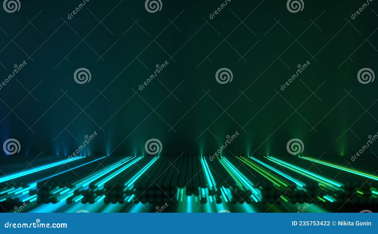 Glowing Fluorescent Lamps 3D Rendering Stock Illustration ...