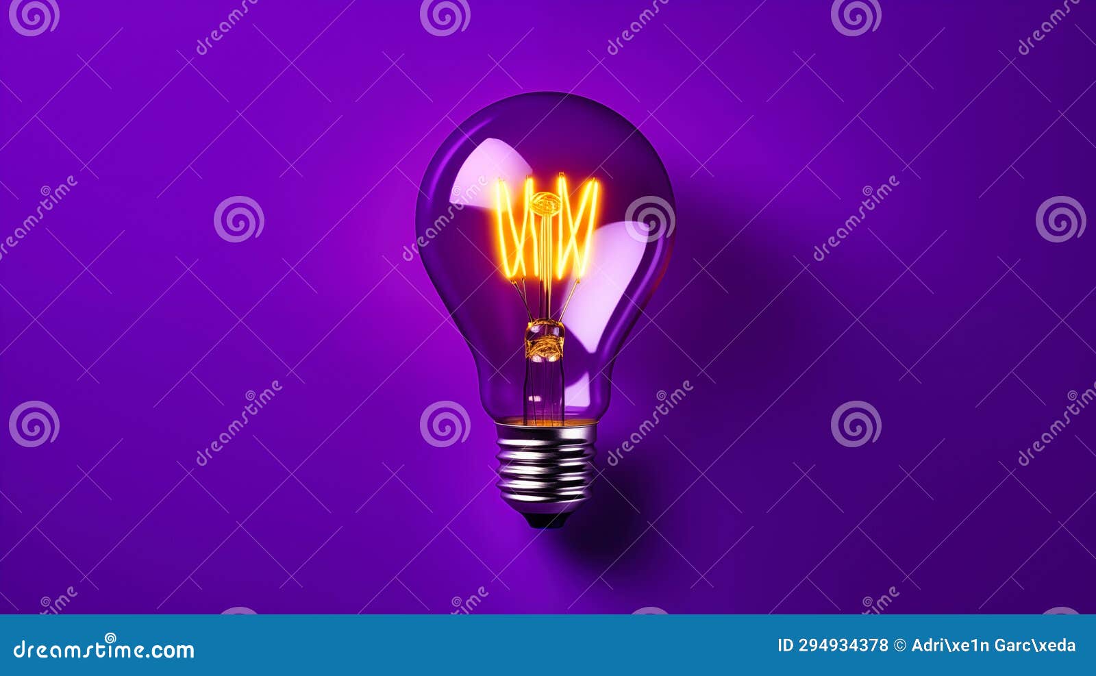 Glowing Lightbulb on Purple Stock Illustration - Illustration of ...