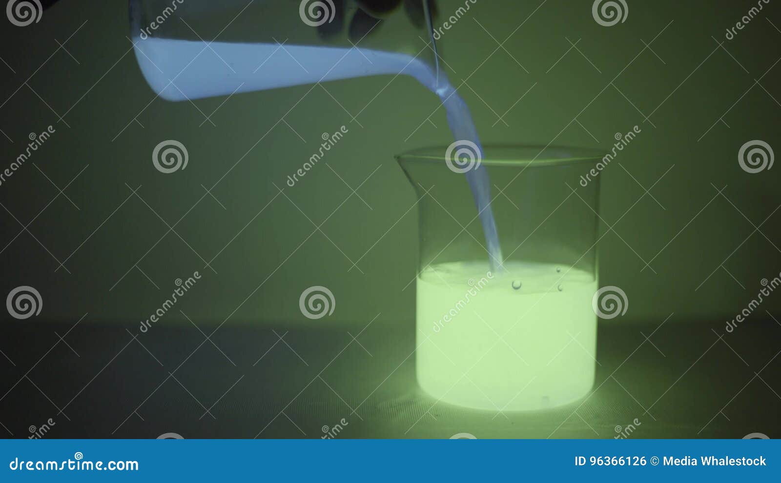 Glowing Fluorescent Substance Mixed with Clear Water in Chemistry ...