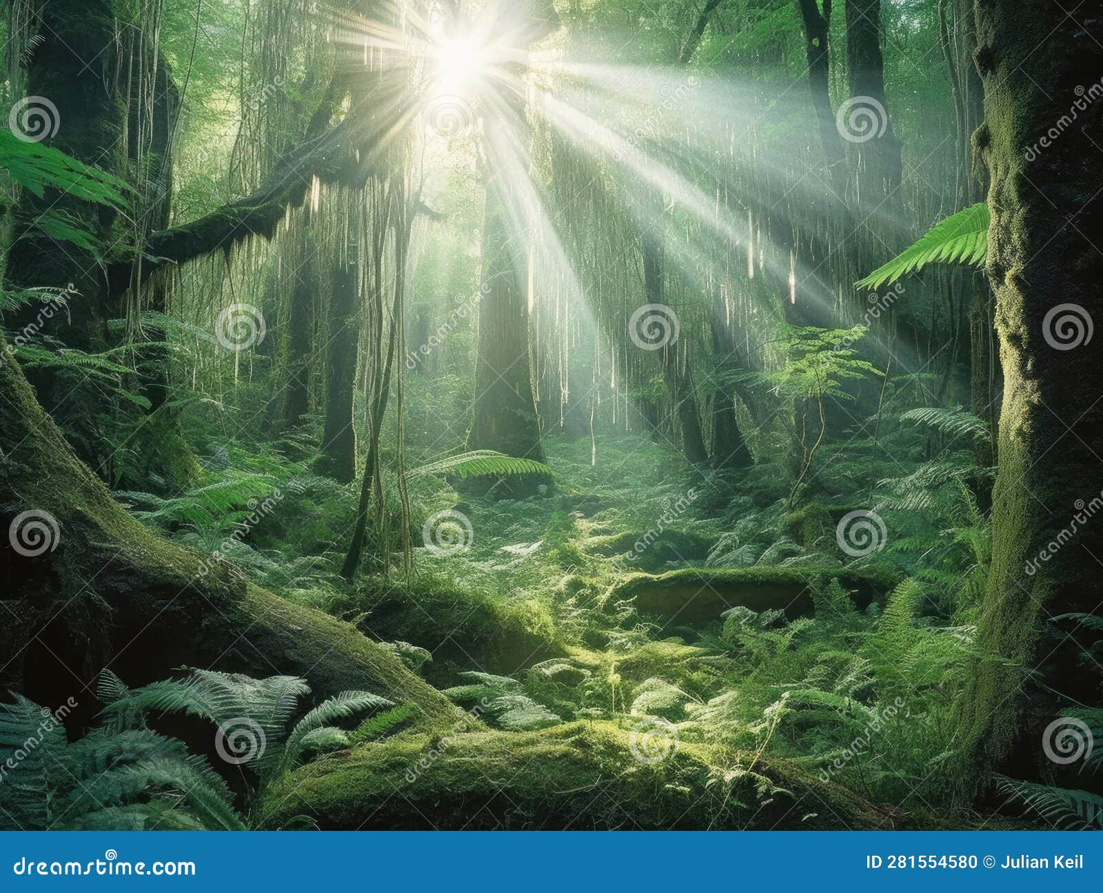 Glowing Forest Clearing with Twisted Tree Roots Stock Illustration ...