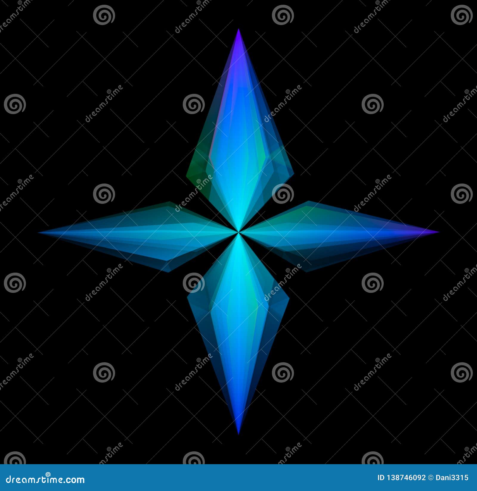 Glowing Four Point Star Isolated on Black Stock Illustration ...
