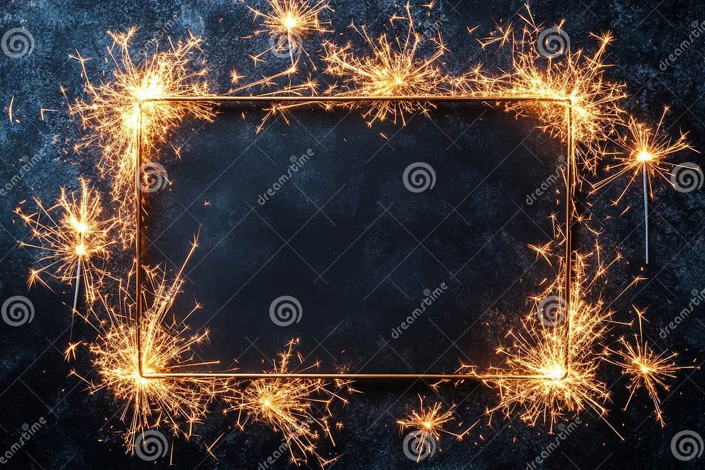 A Glowing Frame of Sparklers Against a Dark Background Creates a ...