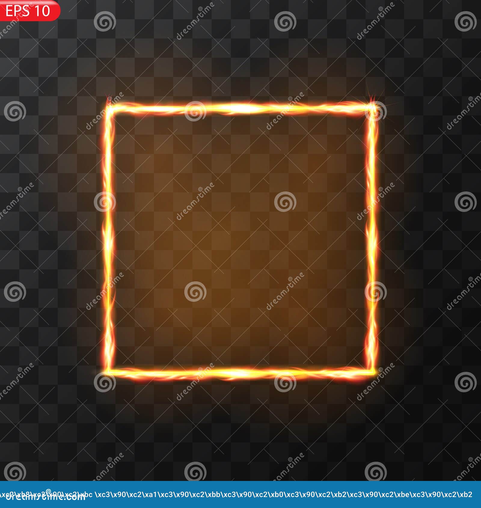 Glowing Frames on Transparent Background. Square Glow Borders ...