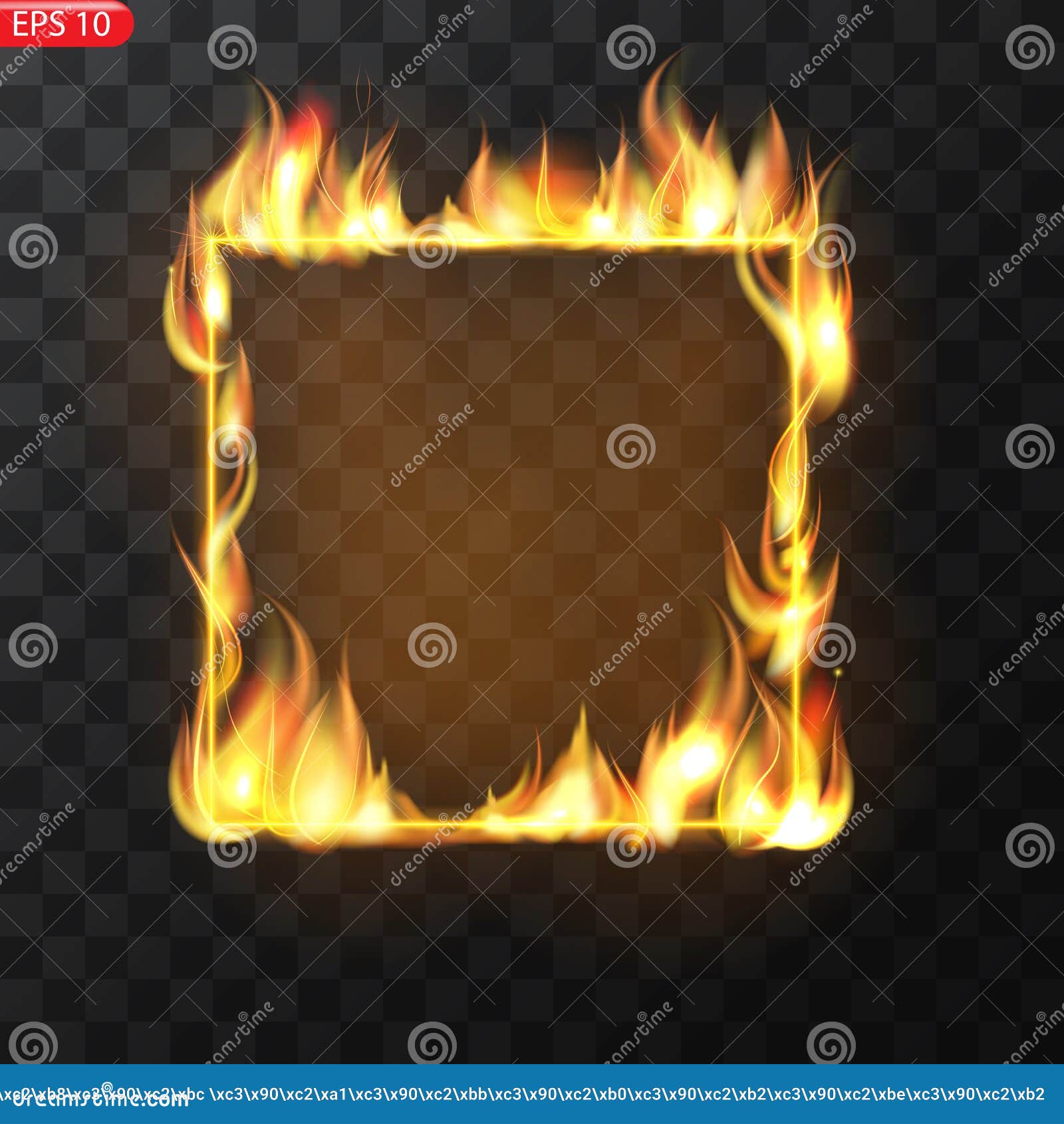 Glowing Frames on Transparent Background. Square Glow Borders ...