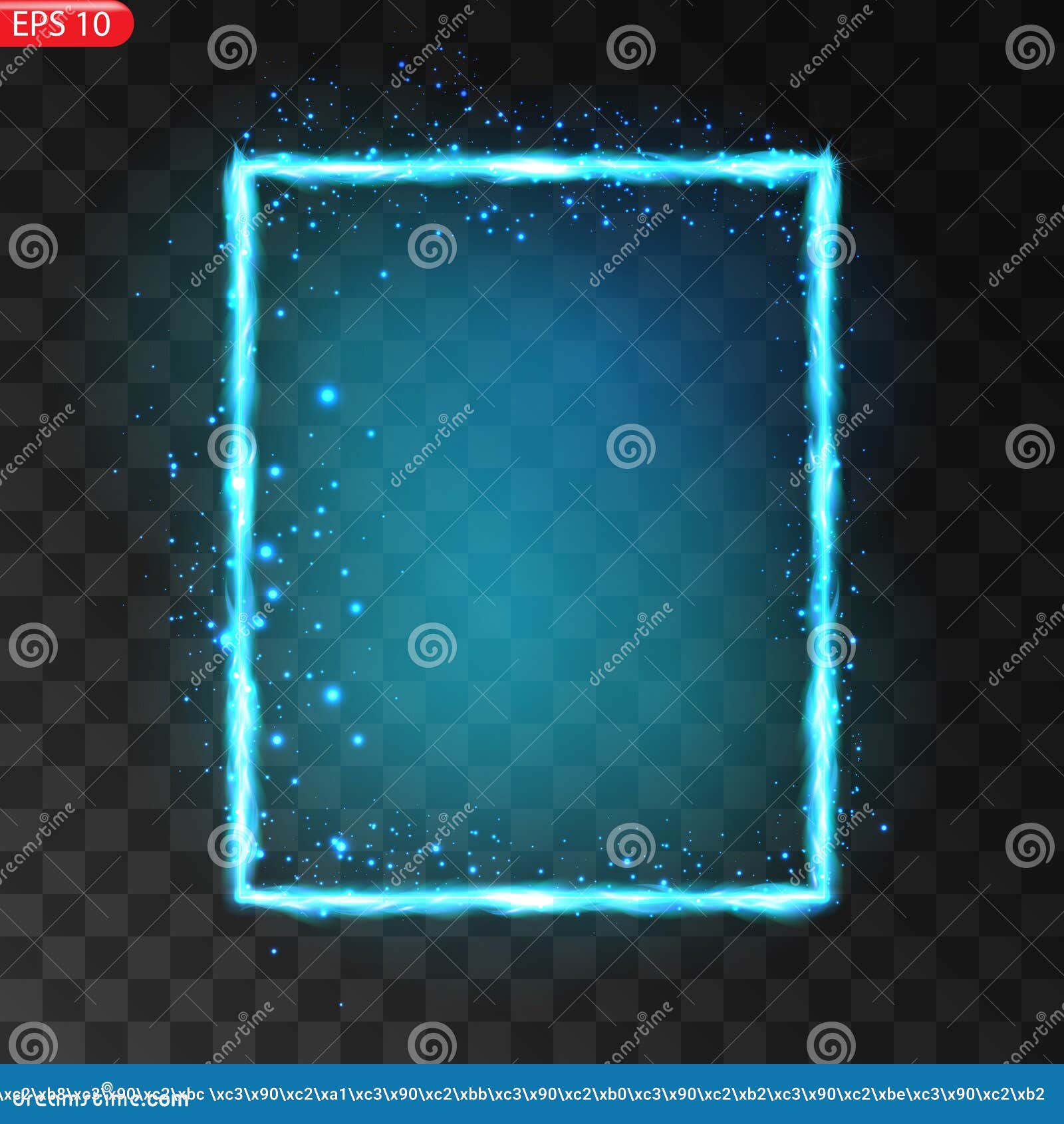 Glowing Frames on Transparent Background. Square Glow Borders ...
