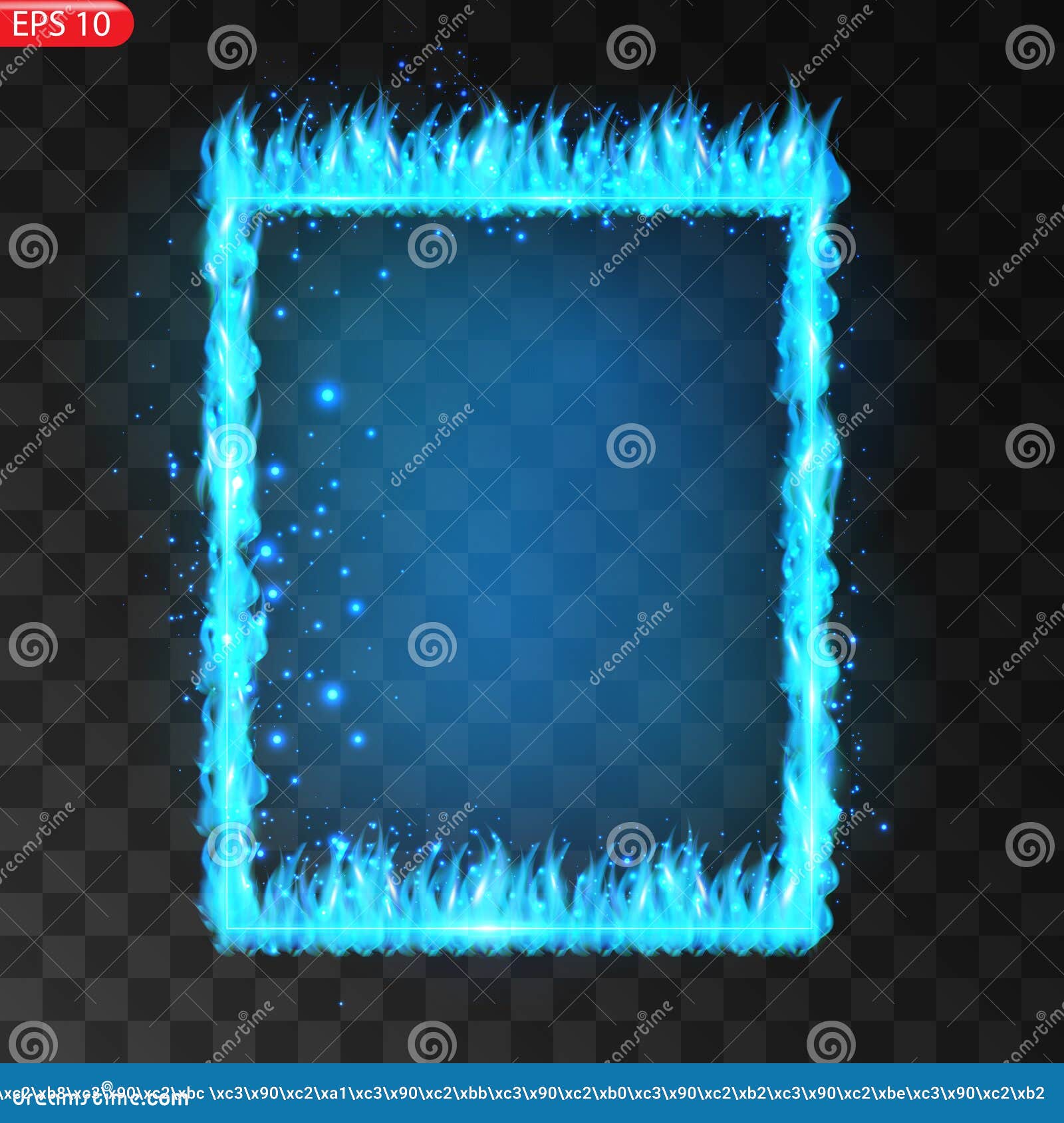 Glowing Frames on Transparent Background. Square Glow Borders ...