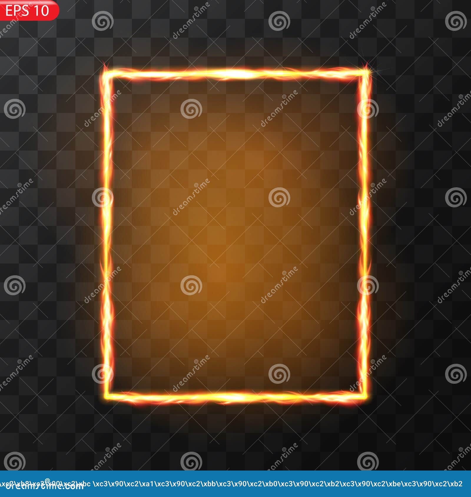 Glowing Frames on Transparent Background. Square Glow Borders ...