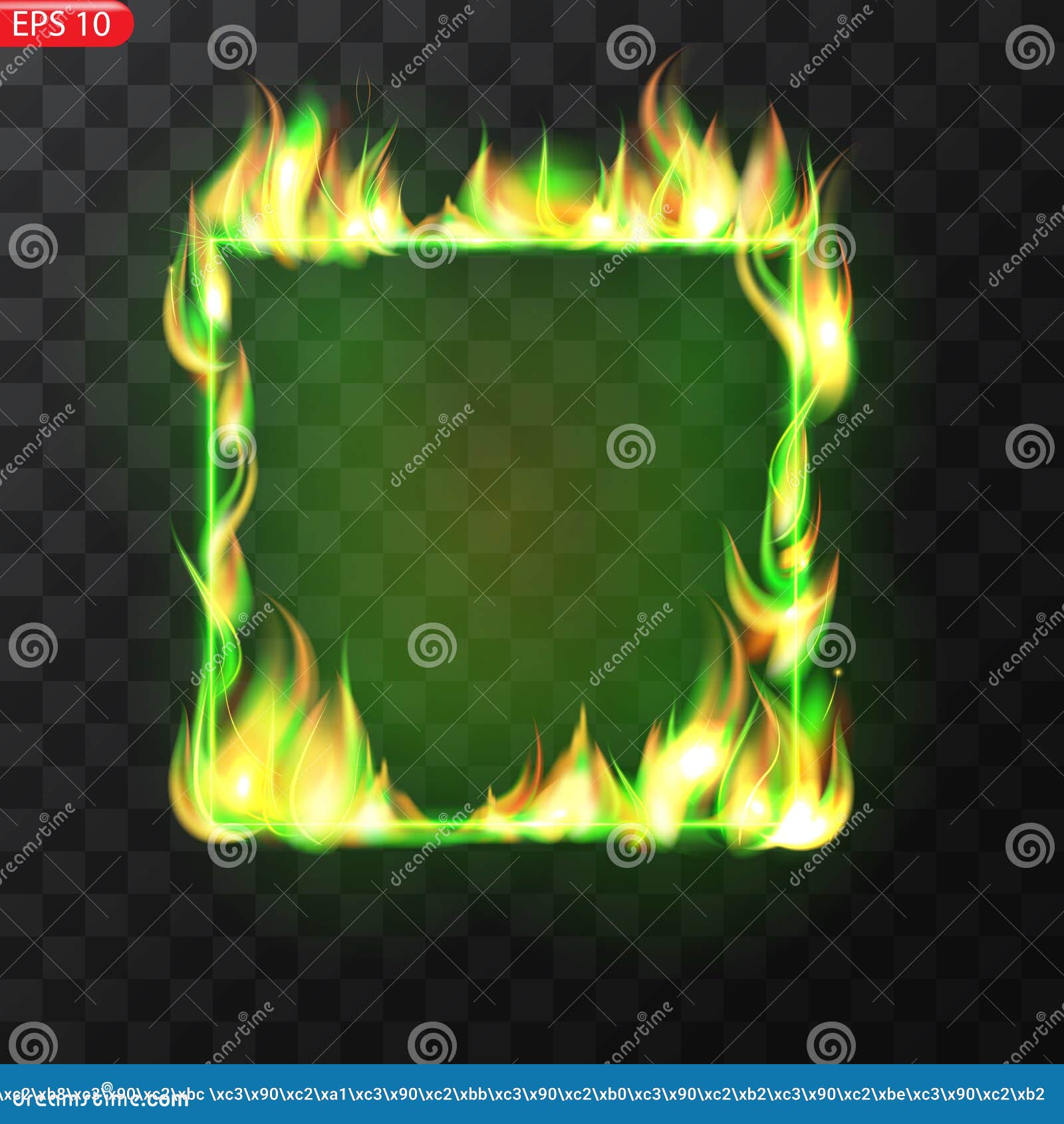 Glowing Frames on Transparent Background. Square Glow Borders ...
