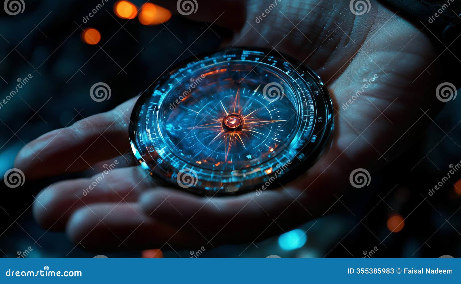 Futuristic Compass Navigation Device Handheld Technology Digital Way ...