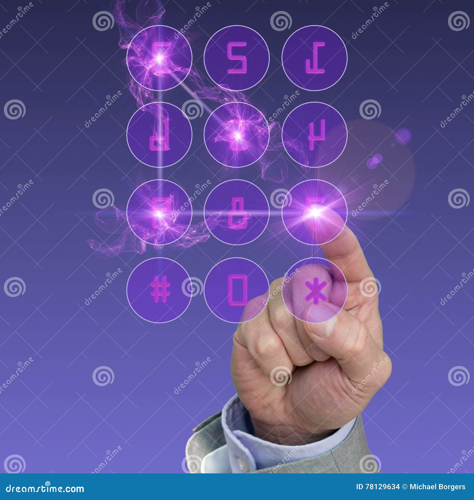 Glowing Futuristic Keypad in Purple Stock Photo - Image of stars, glow ...