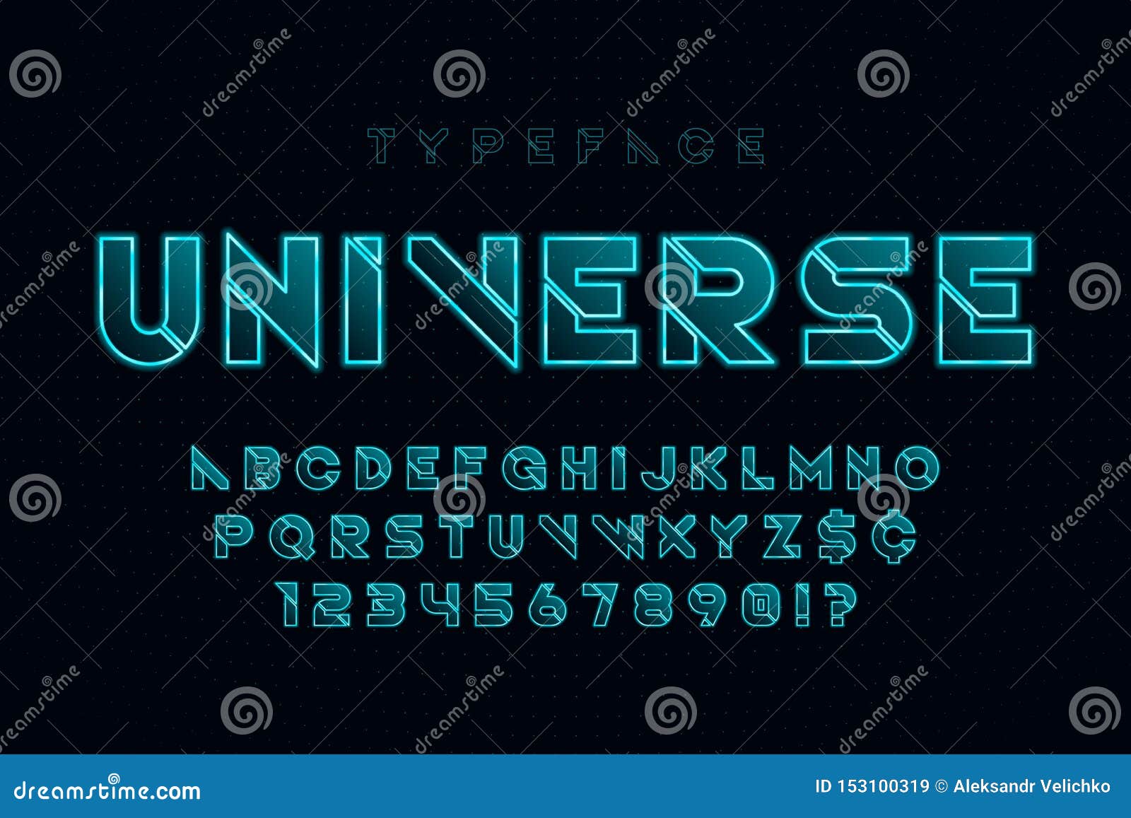 Glowing Futuristic Sci-fi Alphabet, Creative Characters Set. Stock ...