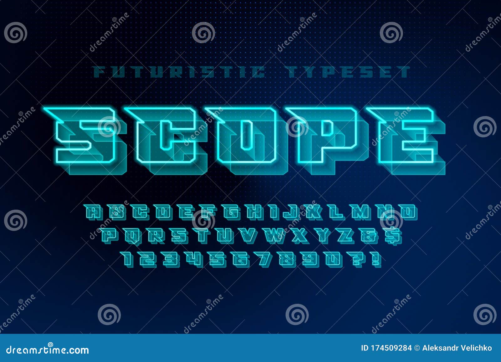 Glowing Futuristic Sci-fi Alphabet, Creative Characters Set. Stock ...