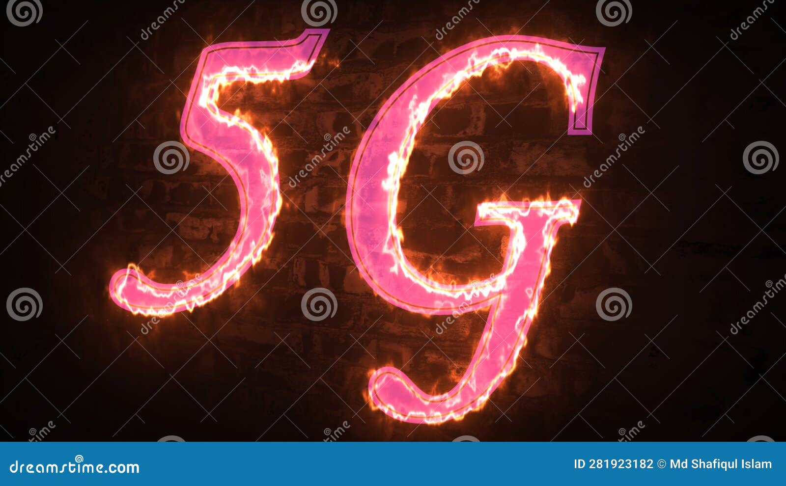 Glowing 5G Backdrop. Fire Light Texture 3D 5G Cellular Network ...