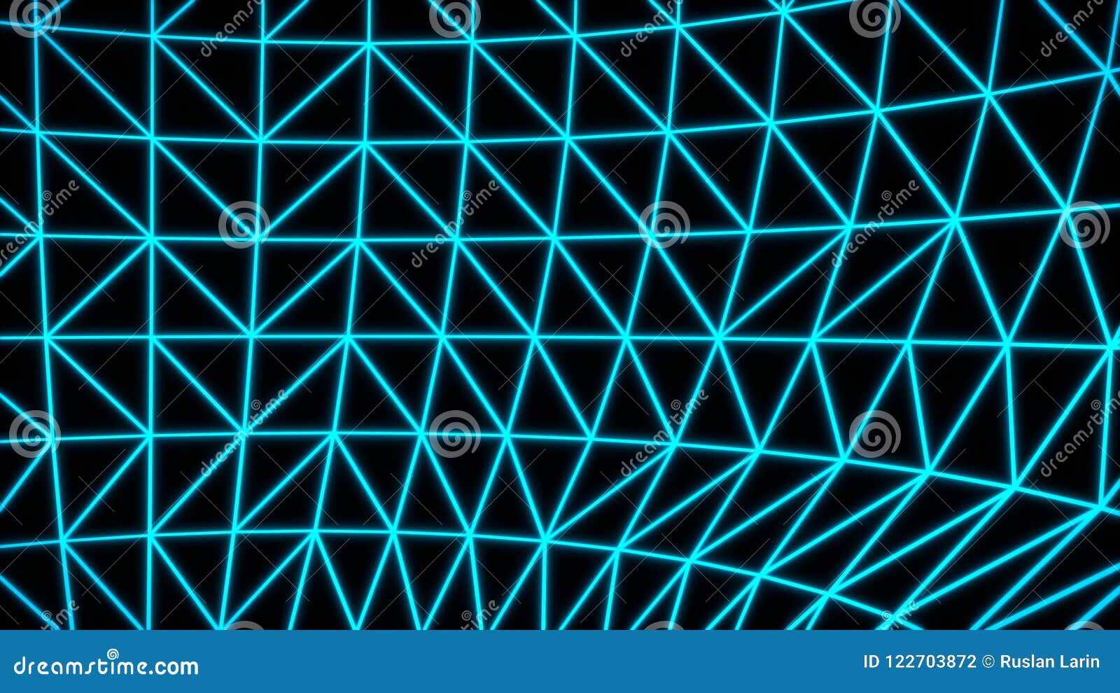 Glowing Geometric Pattern in Blue Glowing Light with Black Background ...