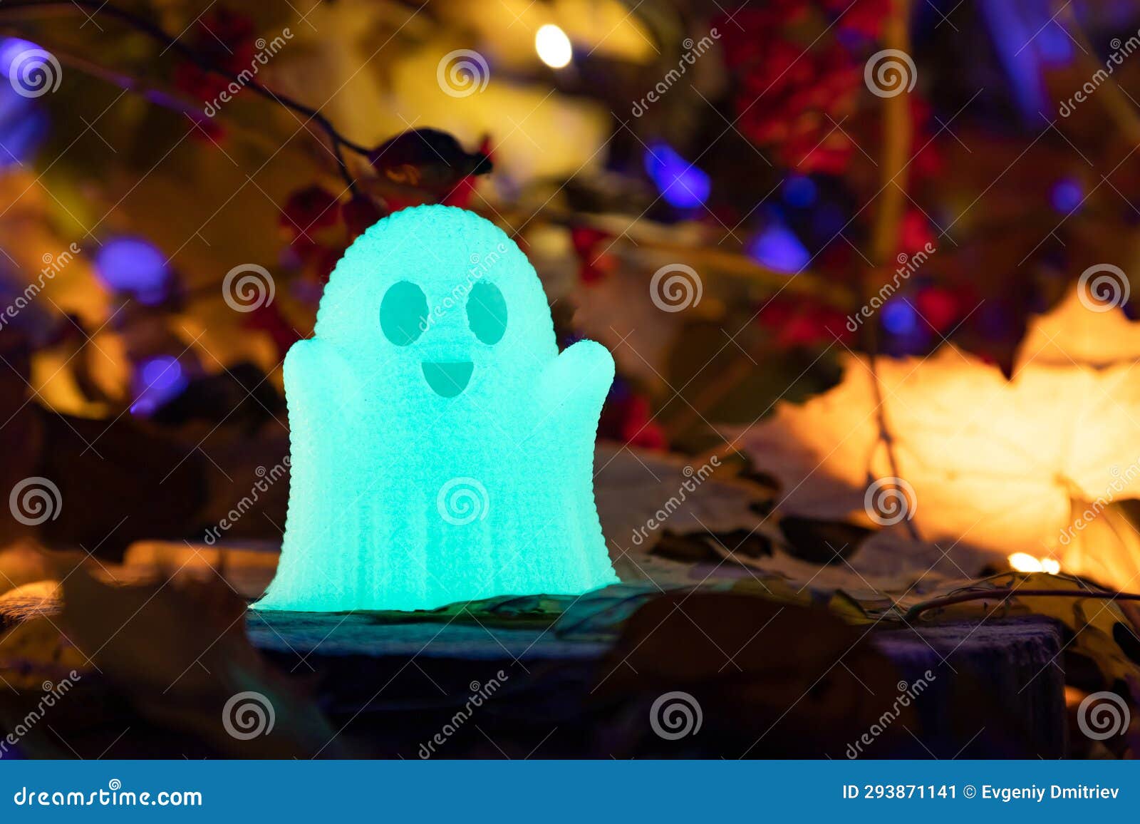 Glowing Ghost in the Fall Foliage, Halloween Stock Image - Image of ...