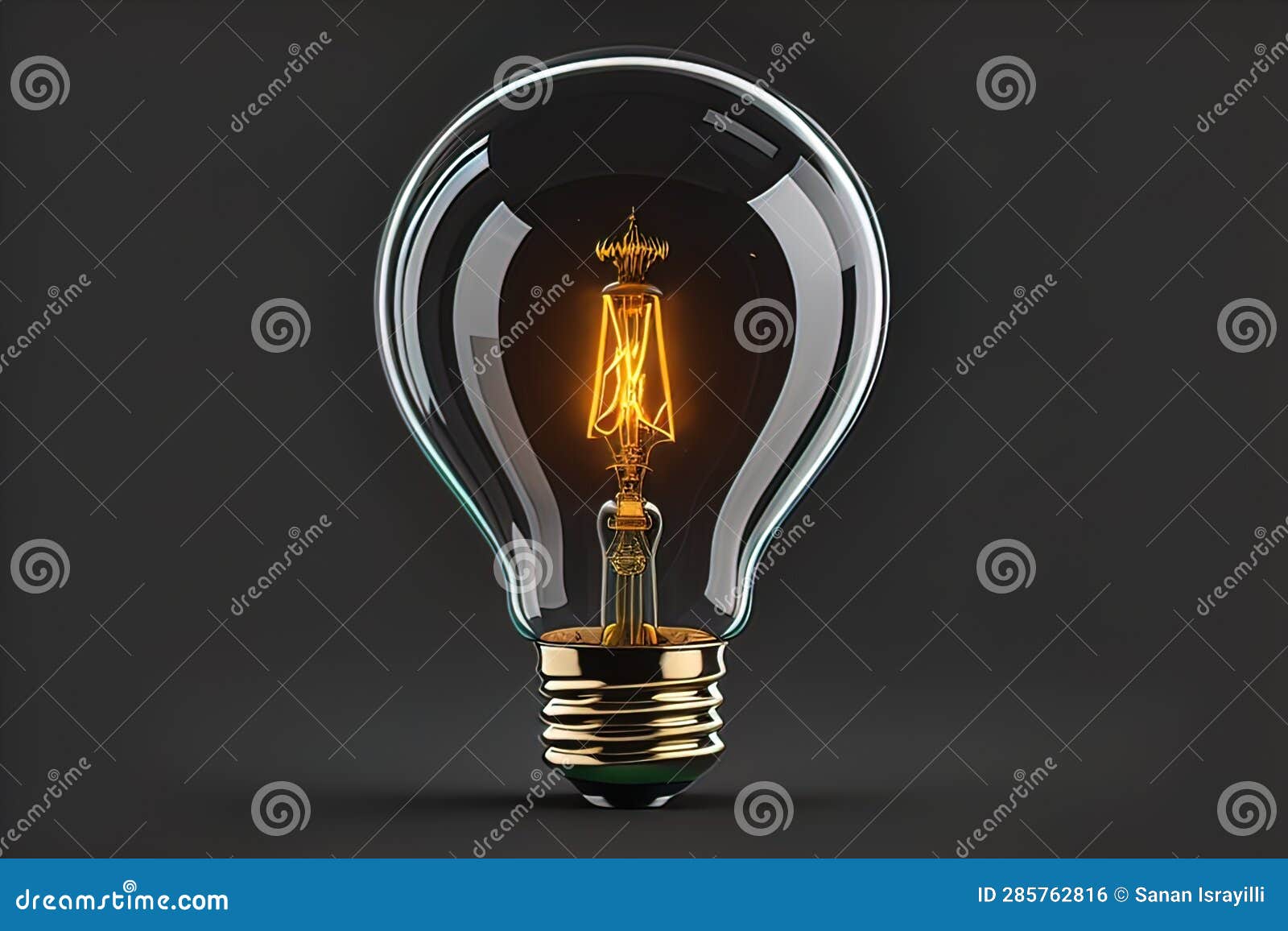 Glowing Glass Light Bulb on Dark Background. Ai Generative Stock Photo ...